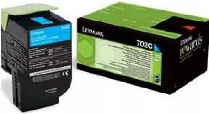 Toner Lexmark 702CE Cyan 1000 pag 70c20ce - cel.ro