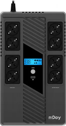 UPS nJoy Token 800 800VA 480W 8 Prize Schuko USB Charger LCD Display ...