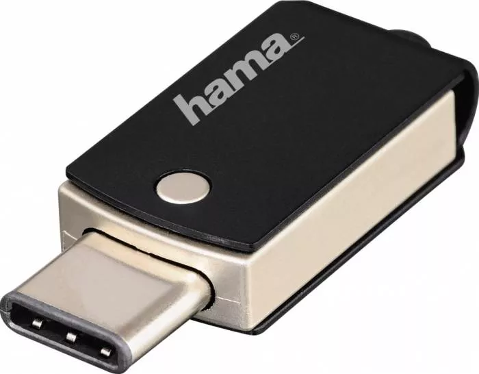 USB Flash Drive Hama C-Turn USB 3.0 USB C 3.1 32GB Negru Gold 4047443299048
